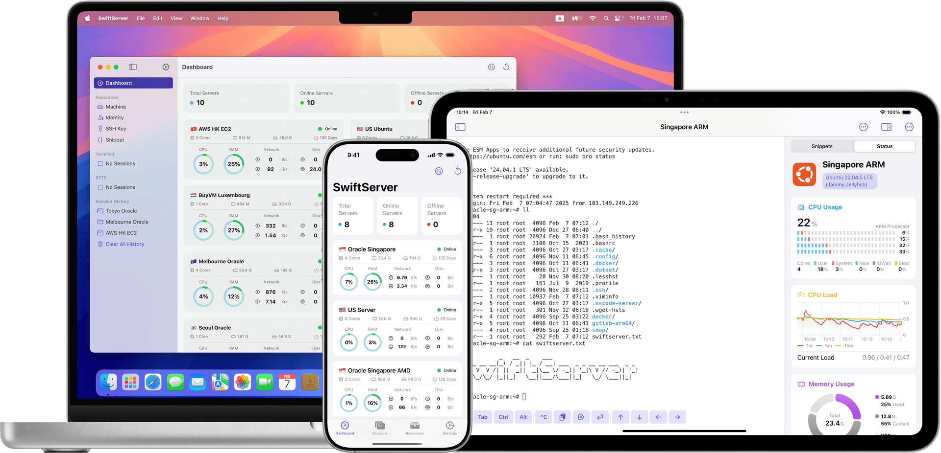 SwiftServer - Linux Monitoring & SSH
